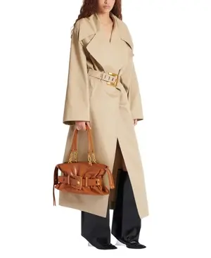 Balmain Medium Anthem Bag In Embossed Calfskin - Brown