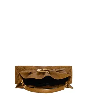 Balmain Medium Anthem Bag In Embossed Calfskin - Brown