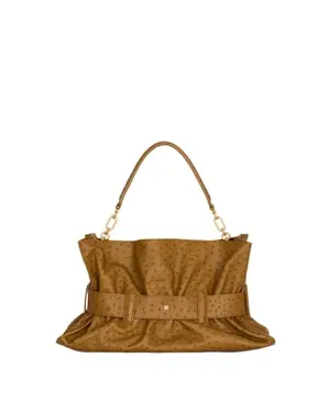 Balmain Medium Anthem Bag In Embossed Calfskin - Brown