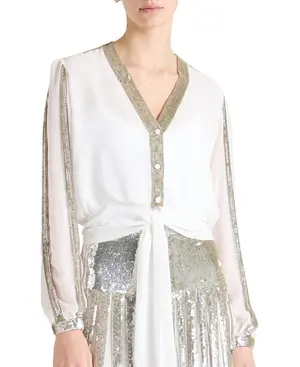 TEMPERLEY LONDON Filigree Embellished Blouse - Silver