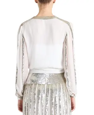 TEMPERLEY LONDON Filigree Embellished Blouse - Silver