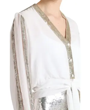 TEMPERLEY LONDON Filigree Embellished Blouse - Silver