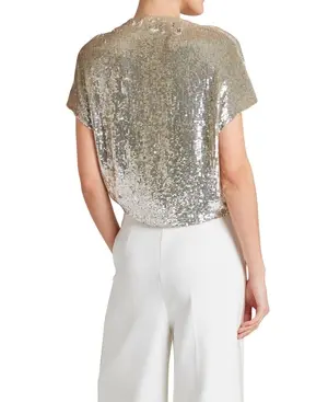 TEMPERLEY LONDON Cropped Sequin Jacket With Tie Waist - Silver