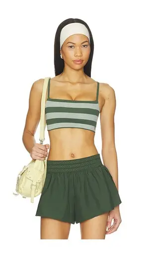 Free People X Tighten Up Reversible Sports Bra In Green - Ivy Combo