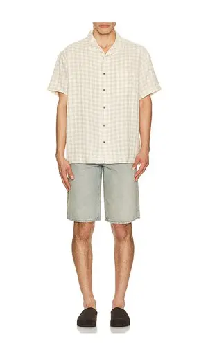 DUVIN DESIGN Textured Cotton Button Up Shirt In Brown
