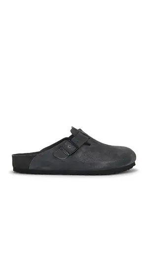 BIRKENSTOCK Boston Exquisite Suede Clogs - Charcoal