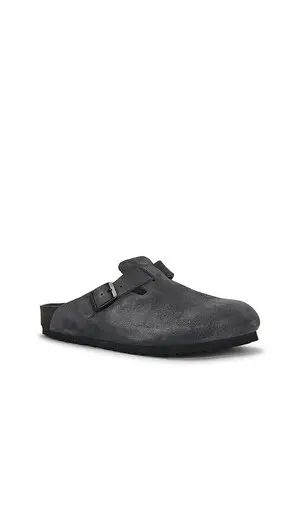 BIRKENSTOCK Boston Exquisite Suede Clogs - Charcoal