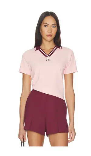 MALBON Carlota Polo Top In Rose - Rosy Touch