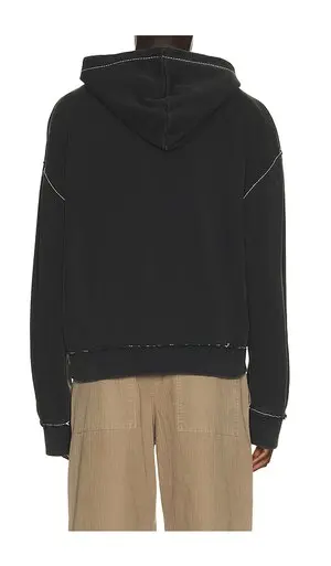 True Religion Applique Big T Boxy Hoodie In Black