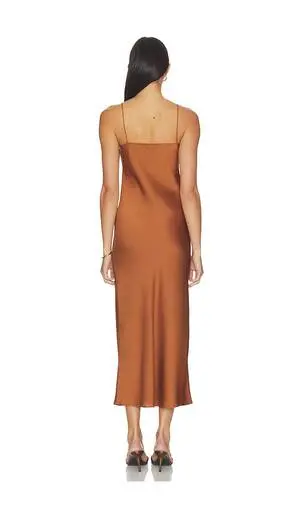 ELODIE THE LABEL Nocturne Satin Slip Dress With Lace Trims