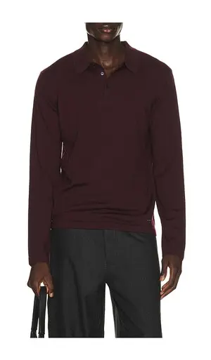 Simkhai Reynolds Long Sleeve Polo In Red - Fig