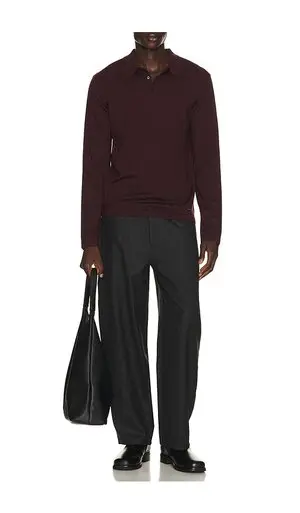 Simkhai Reynolds Long Sleeve Polo In Red