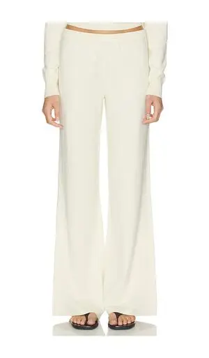 Eterne Cotton Cashmere Wide Leg Lounge Pant - Cream