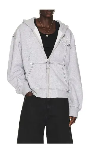 True Religion Buddha Face Big T Boxy Zip Up Hoodie