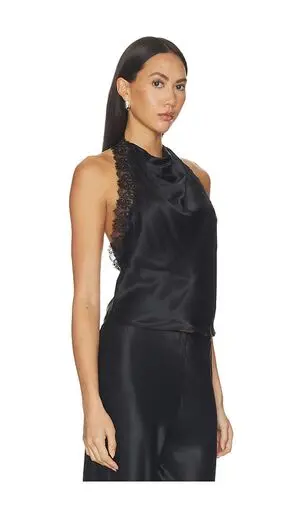 Cami Nyc Lucille Halter Neck Lace Trimmed Silk Top