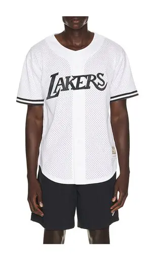 Mitchell & Ness Nba Los Angeles Lakers Monochrome Mesh Shirt - White