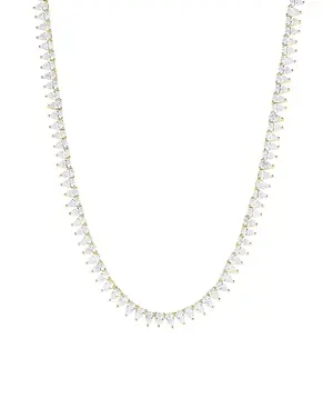 SET & STONES Teardrop Tennis Necklace With Cubic Zirconia - Gold