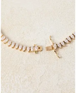 SET & STONES Teardrop Tennis Necklace With Cubic Zirconia