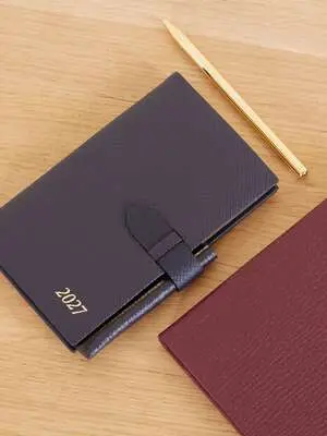 Smythson Pastegrain 2027 Panama Textured-leather Diary With Pencil