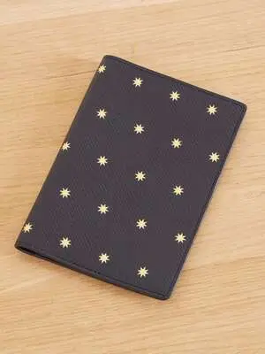 Smythson Panama Stars Textured-leather Passport Cover - Navy