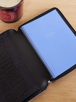 Smythson Mara Croc-embossed Leather A4 Folder