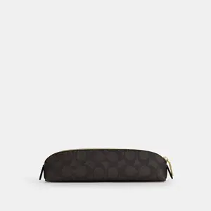COACH OUTLET Pencil Case In Signature Canvas - Gold/walnut/black