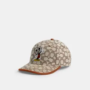 COACH OUTLET Disney X Coach Signature Baseball Hat With Mickey Mouse Applique - Cocoa
