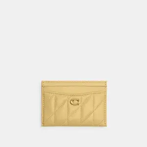 COACH OUTLET Essential Card Case With Pillow Quilting - Brass/vanilla