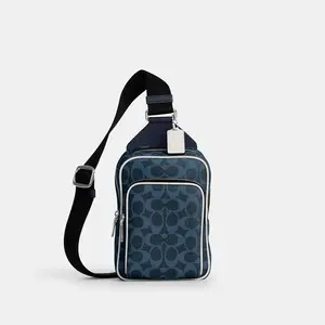 COACH OUTLET Racer Sling Pack In Signature Canvas Silver/ink Blue