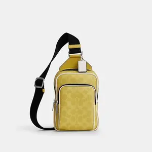 COACH OUTLET Racer Sling Pack In Signature Canvas - Silver/light Citron