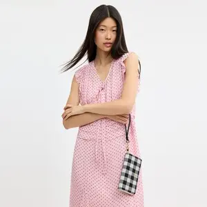 COACH OUTLET Long Zip Around Wallet With Gingham Print - Gold/black
