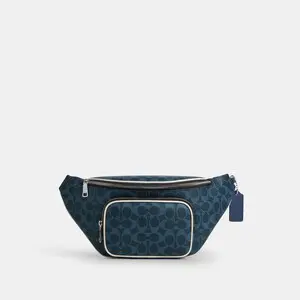 COACH OUTLET COACH OUTLET Travis Belt Bag In Signature Canvas Silver/ink Blue