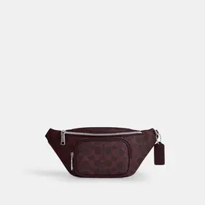 COACH OUTLET Coach Signature Coated Canvas Belt Bag - Silver/black Currant