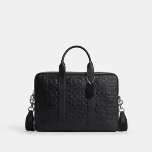 COACH OUTLET Austin Brief In Signature Leather - Silver/black