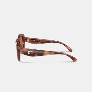 COACH OUTLET Coach C Hardware Round Sunglasses - Tortoise Brown