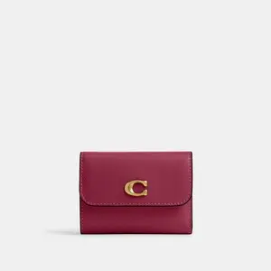 COACH OUTLET Essential Card Holder Wallet Brass/dark Fuchsia