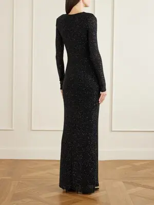 Saint Laurent Sequin-embellished Metallic-blend Gown - Black