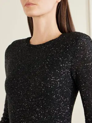 Saint Laurent Sequin-embellished Metallic-blend Gown - Black
