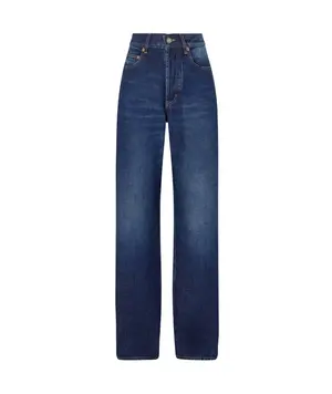 Saint Laurent High-rise Wide-leg Jeans - Dark Denim