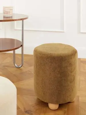 SIX THE RESIDENCE Gingerbread Mohair-velvet Wood Pouf