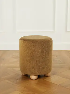 SIX THE RESIDENCE Gingerbread Mohair-velvet Wood Pouf - Brown