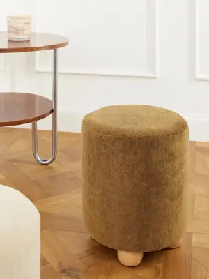 SIX THE RESIDENCE Gingerbread Mohair-velvet Wood Pouf