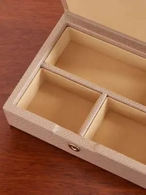 Smythson Panama Textured-leather Jewelry Box