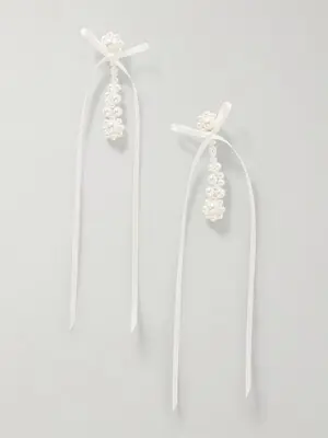 Simone Rocha Bow-detailed Pearl-like Drop Earrings - Multi