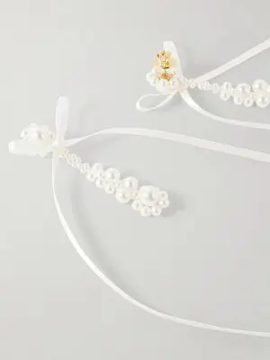 Simone Rocha Bow-detailed Pearl-like Drop Earrings