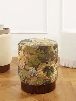 SIX THE RESIDENCE Tapestry-jacquard And Wood Pouf