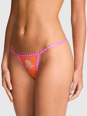 Pink Cotton Ultra Low-rise Thong Panty Orange