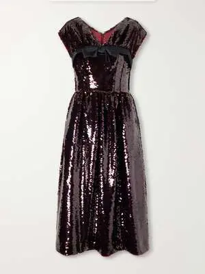 Simone Rocha Gathered Bow-detailed Sequined Midi Dress