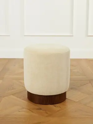 SIX THE RESIDENCE Mohair-velvet Wood Pouf - Neutrals
