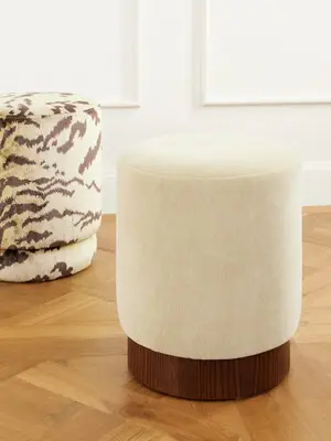 SIX THE RESIDENCE Mohair-velvet Wood Pouf